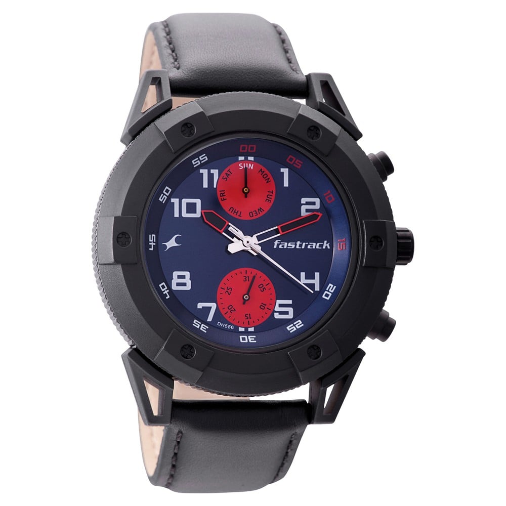Buy Online Fastrack Modular Quartz Analog Blue Dial Leather Strap Watch ...