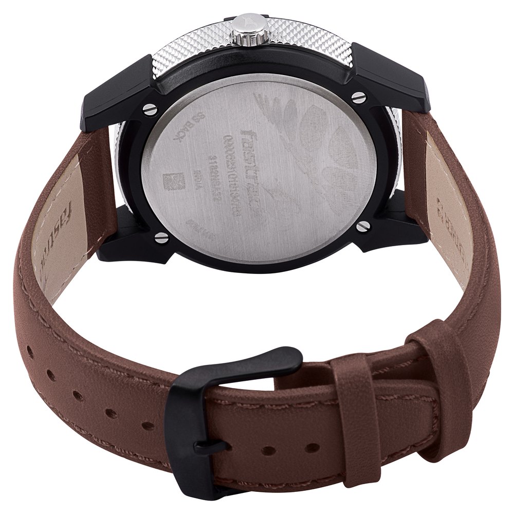 Buy Online Fastrack Quartz Analog Silver Dial Leather Strap Watch for ...