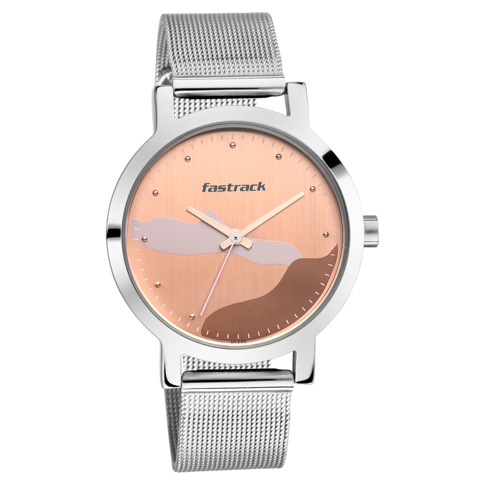 Buy Online Fastrack Bare Basics Quartz Analog Rose Gold Dial Stainless ...
