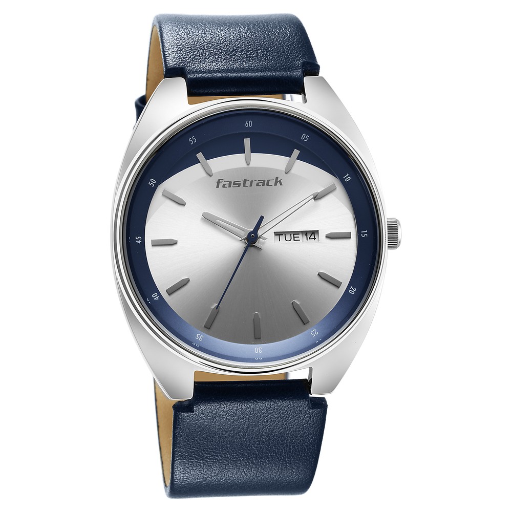 Buy Online Fastrack Snob X Silver Dial Leather Strap Watch for Guys ...