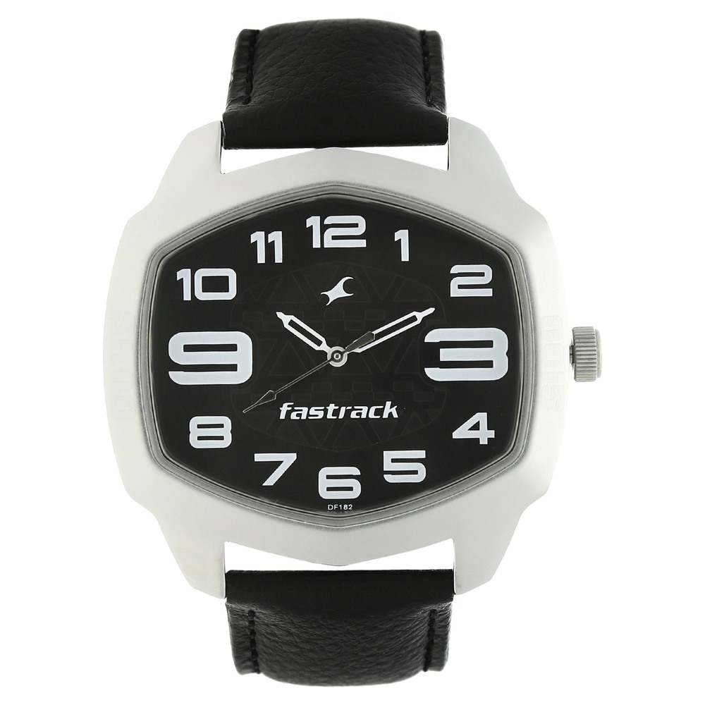 Buy Online Fastrack Quartz Analog Black Dial Leather Strap Watch for ...