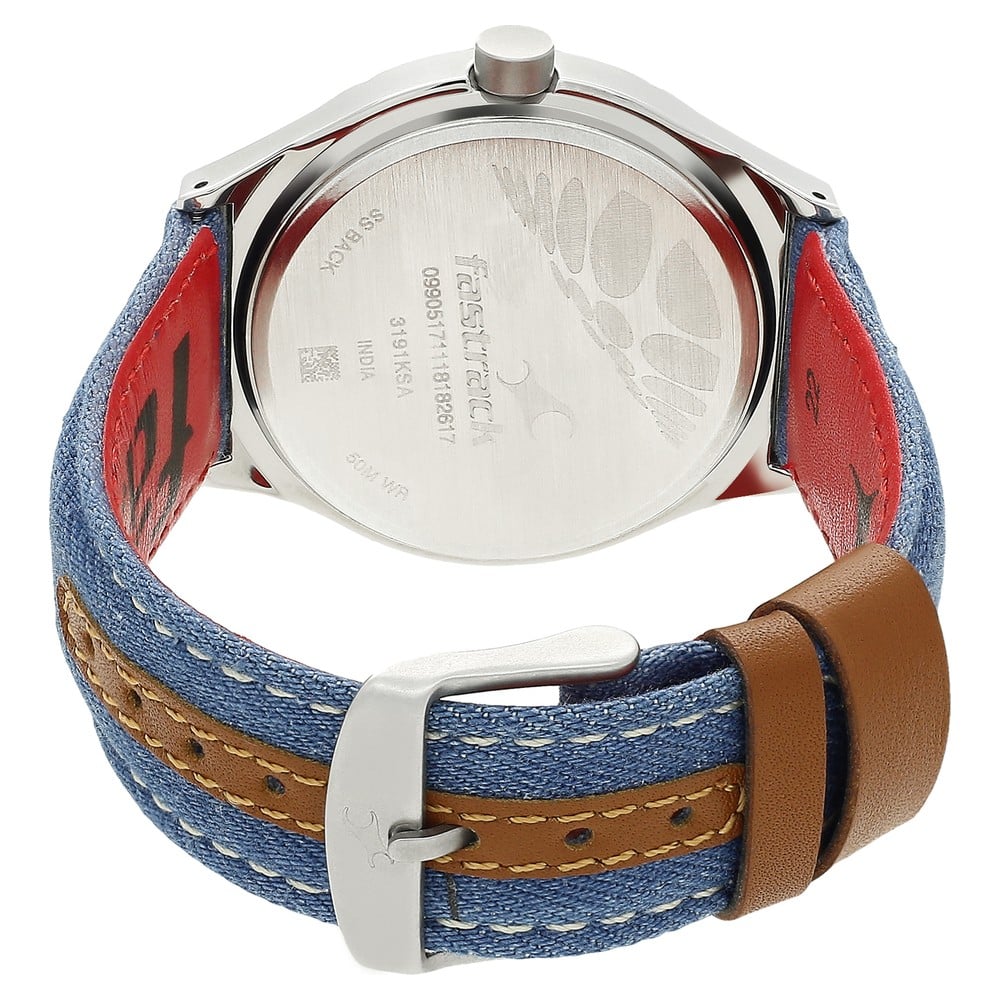 Buy Online Fastrack Denim Quartz Analog Black Dial Denim Strap Watch ...