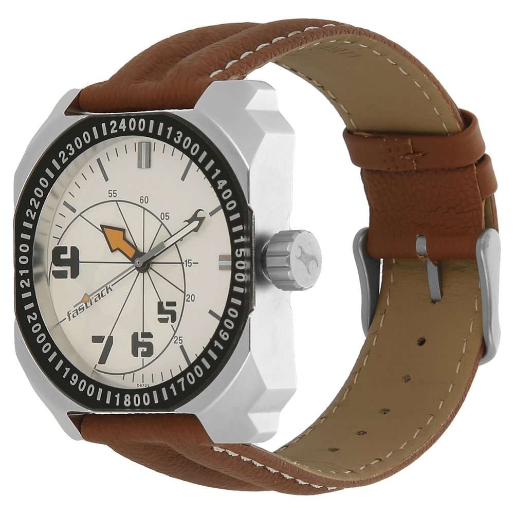 Buy Online Fastrack Commando Quartz Analog White Dial Leather Strap ...