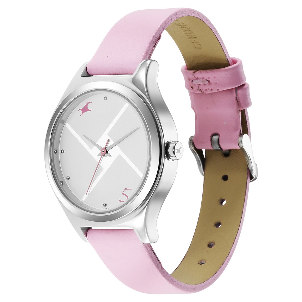 Buy Online Fastrack Stunners Silver Dial Leather Strap Watch for Girls ...