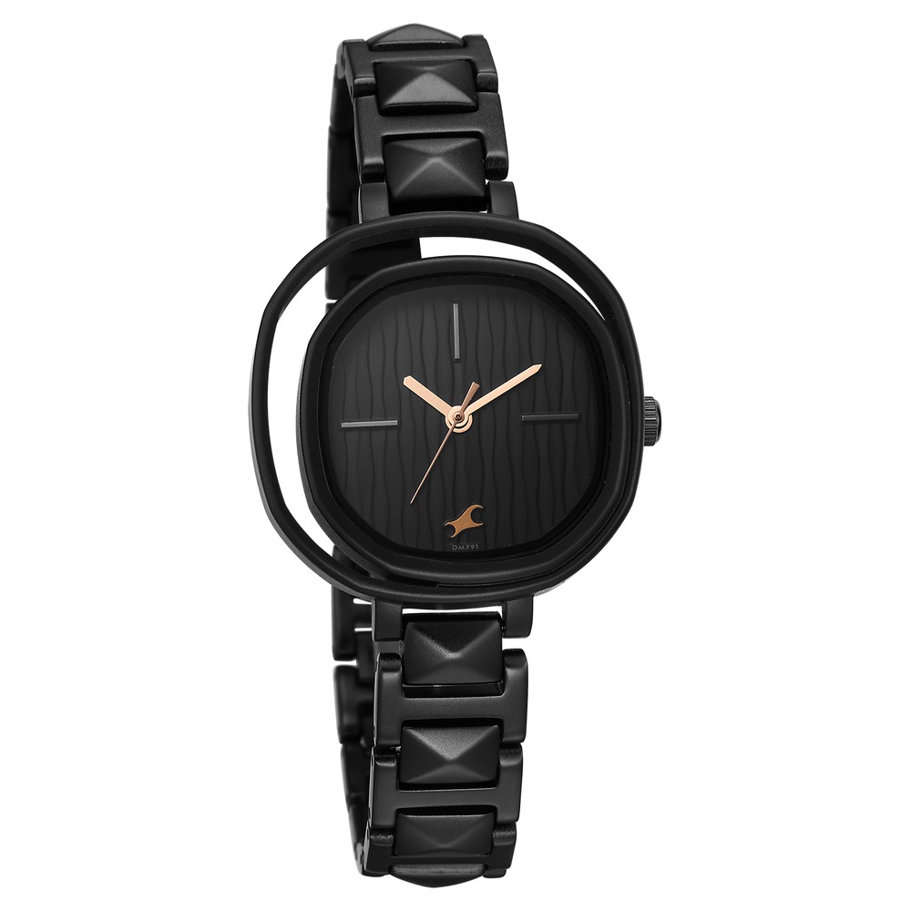 Buy Online Fastrack Opulence Quartz Analog Black Dial Metal Strap Watch ...
