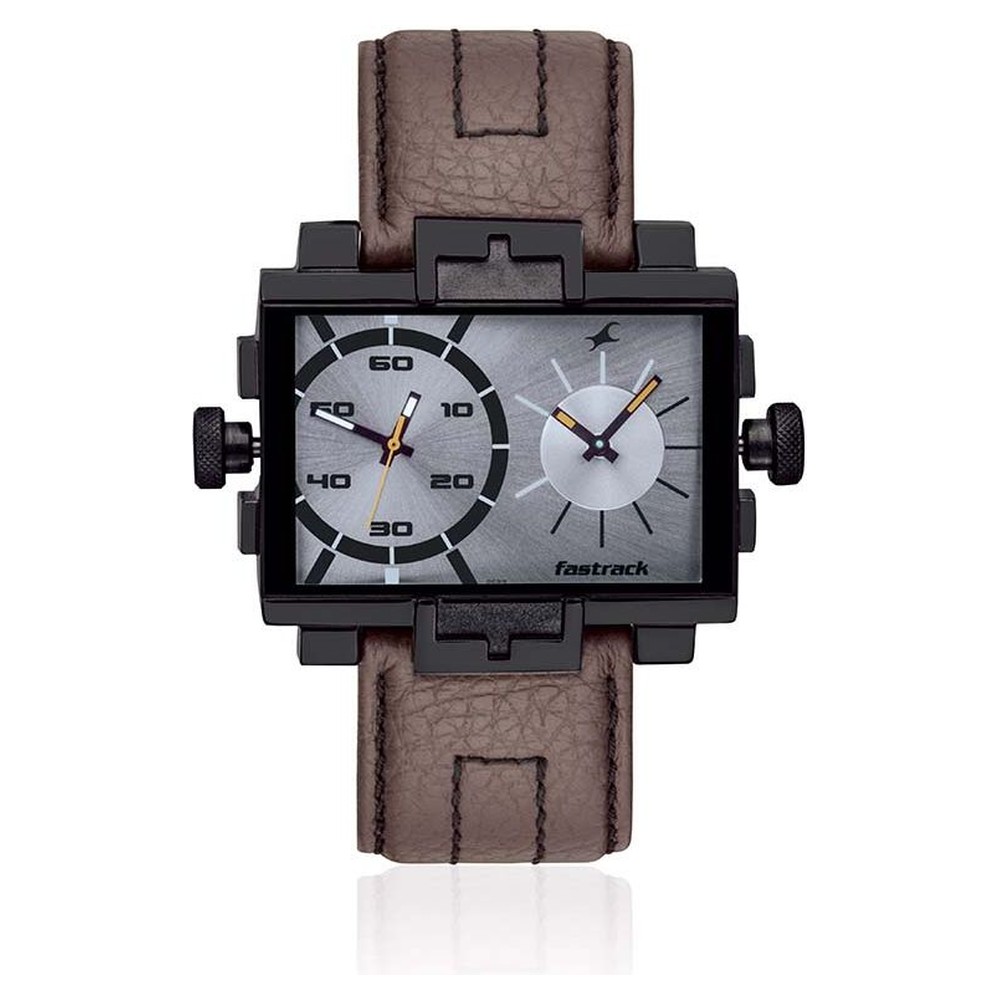 Buy Online Fastrack Quartz Analog Grey Dial Leather Strap Watch for ...