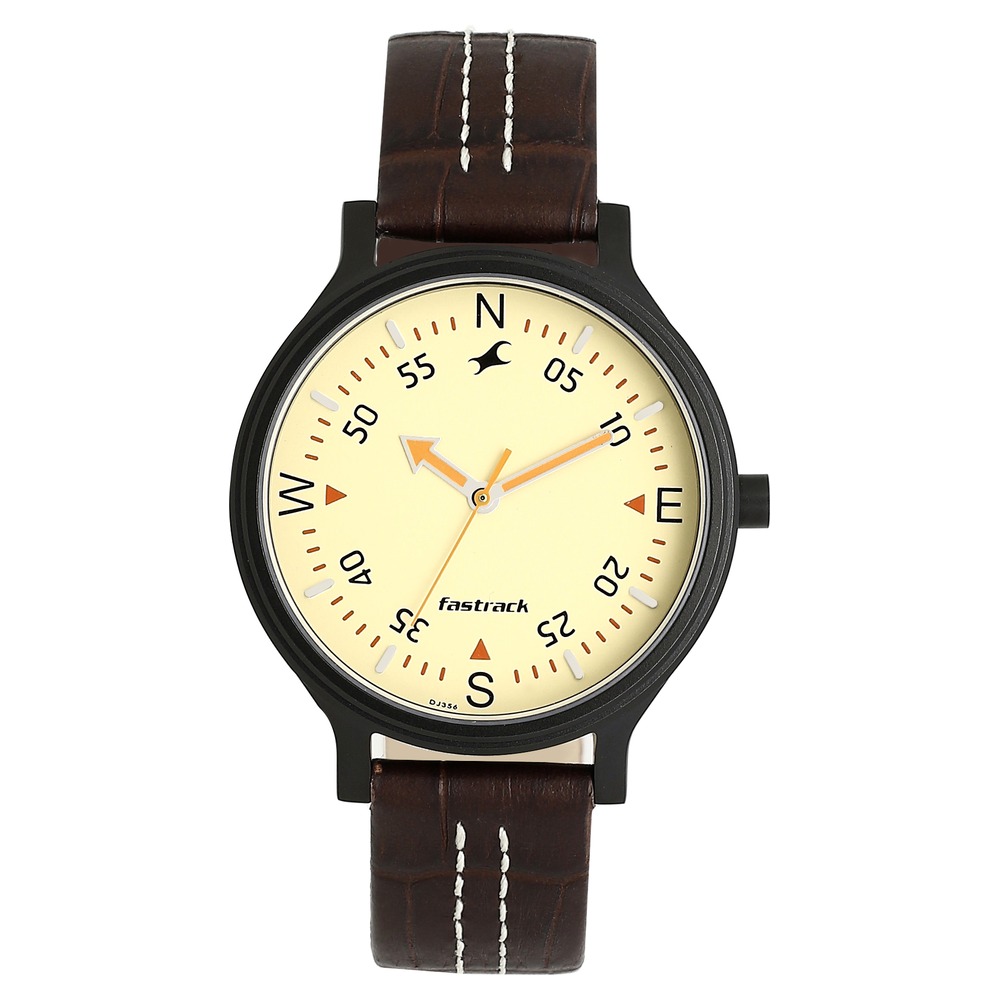 Buy Online Fastrack Road Trip Quartz Analog Yellow Dial Leather Strap ...
