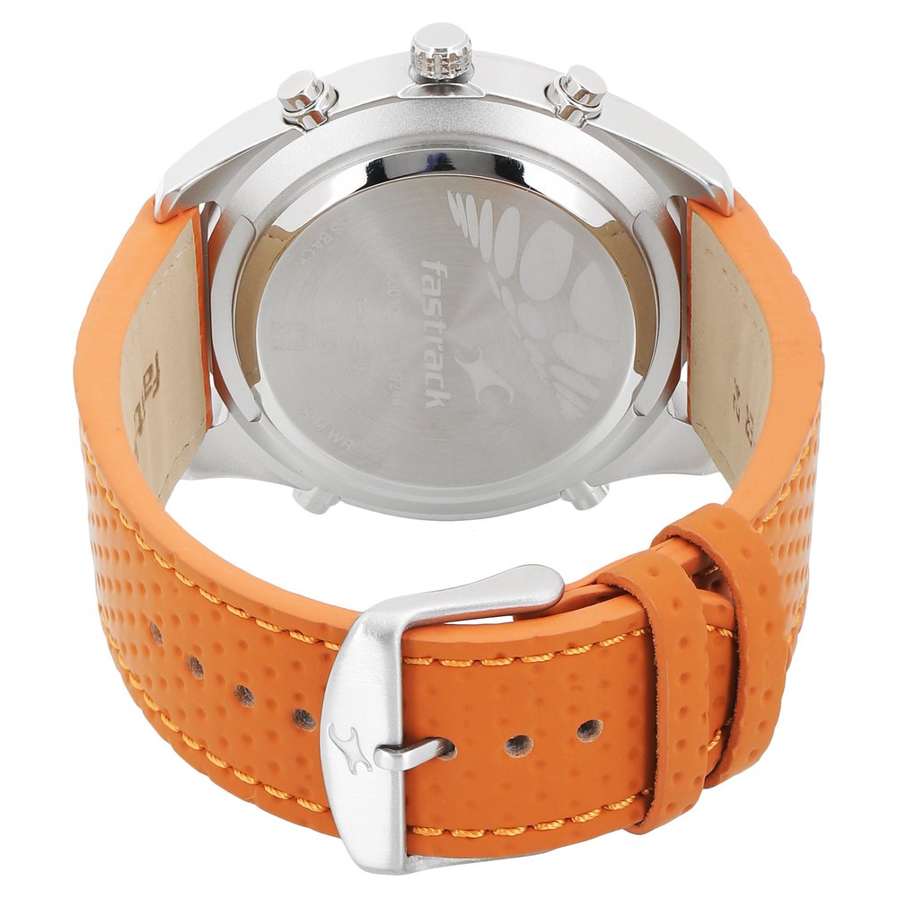 Buy Online Fastrack Quartz Analog Digital Orange Dial Leather Strap ...