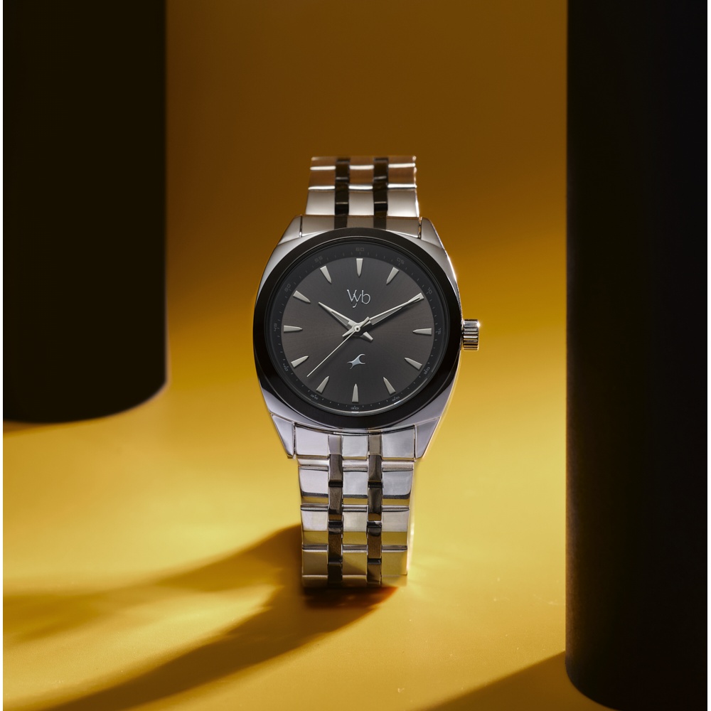 Buy Online Fastrack Vyb Arcane Quartz Analog Black Dial Two Toned Metal ...