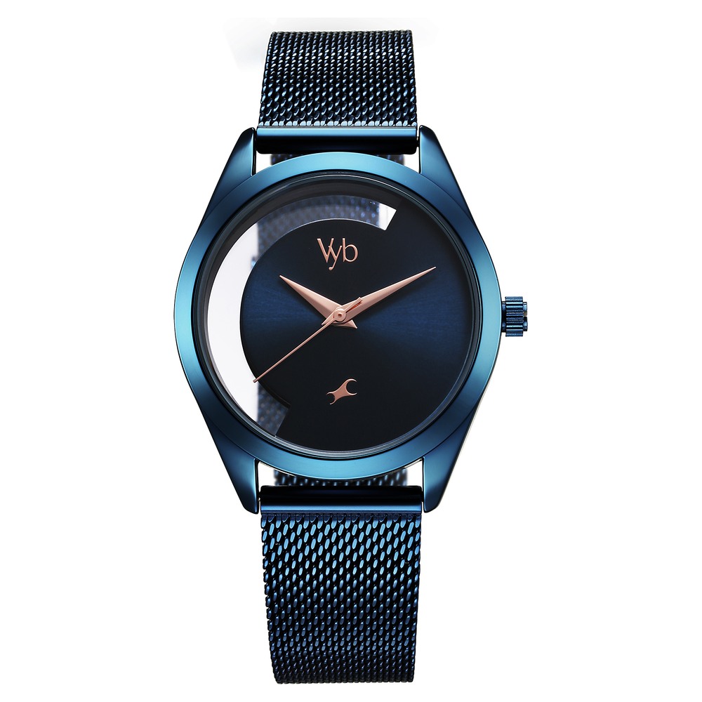 Fastrack Vyb Runway Quartz Analog Blue Dial Stainless Steel Strap Watch ...