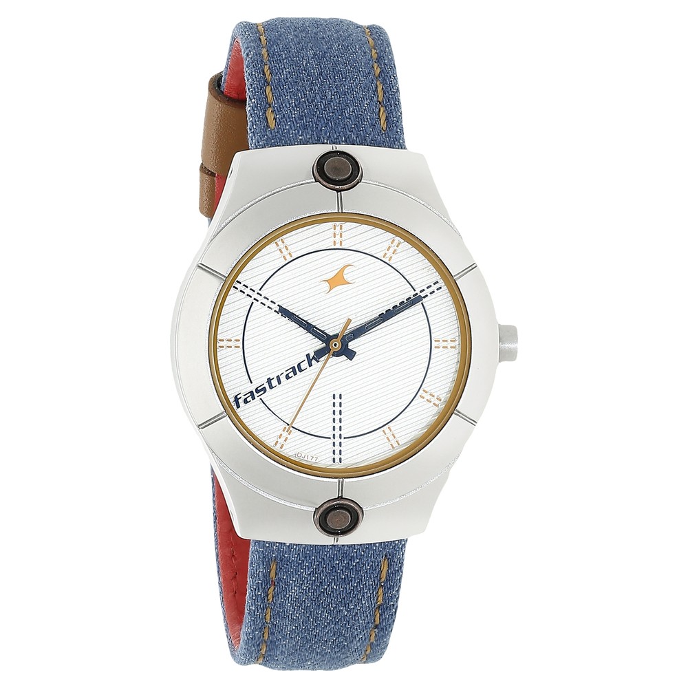 Buy Online Fastrack Denim Quartz Analog Silver Dial Fabric Strap Watch ...