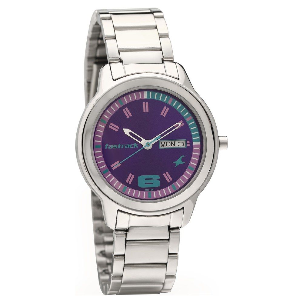 Buy Online Fastrack Purple Dial Quartz Analog with Day and Date Watch ...