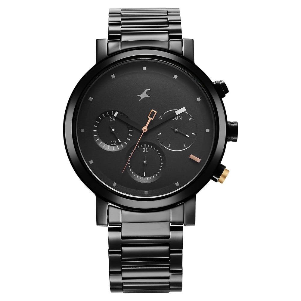 Buy Online Fastrack Tick Tock Quartz Analog Black Dial With Black ...