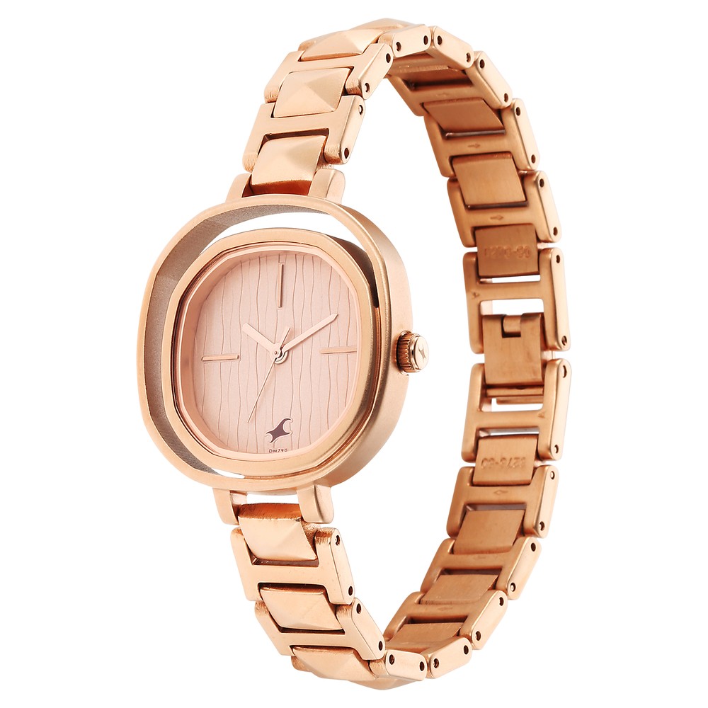 Buy Online Fastrack Opulence Quartz Analog Rose Gold Dial Metal Strap ...