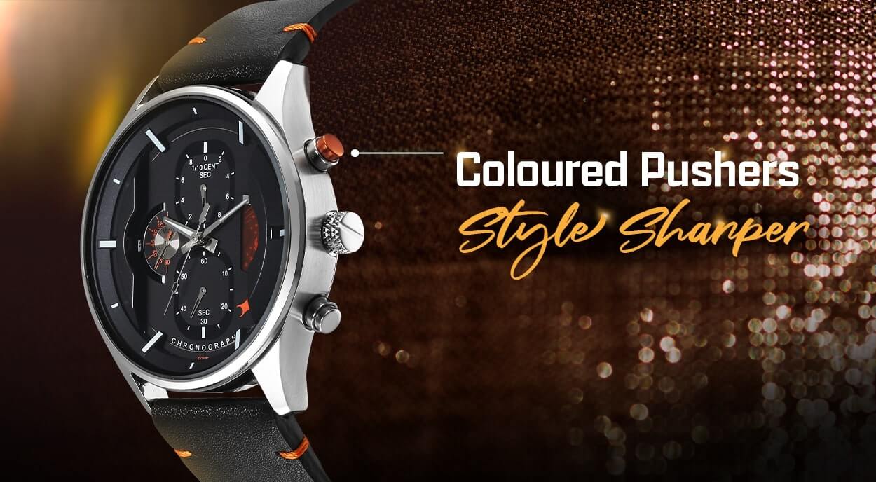 Buy Online Fastrack Opulence Sun Moon Chronograph Black Dial Black ...