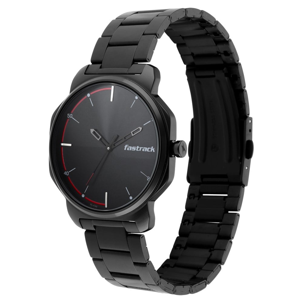 Buy Online Fastrack Stunners Quartz Analog Black Dial Metal Strap Watch ...