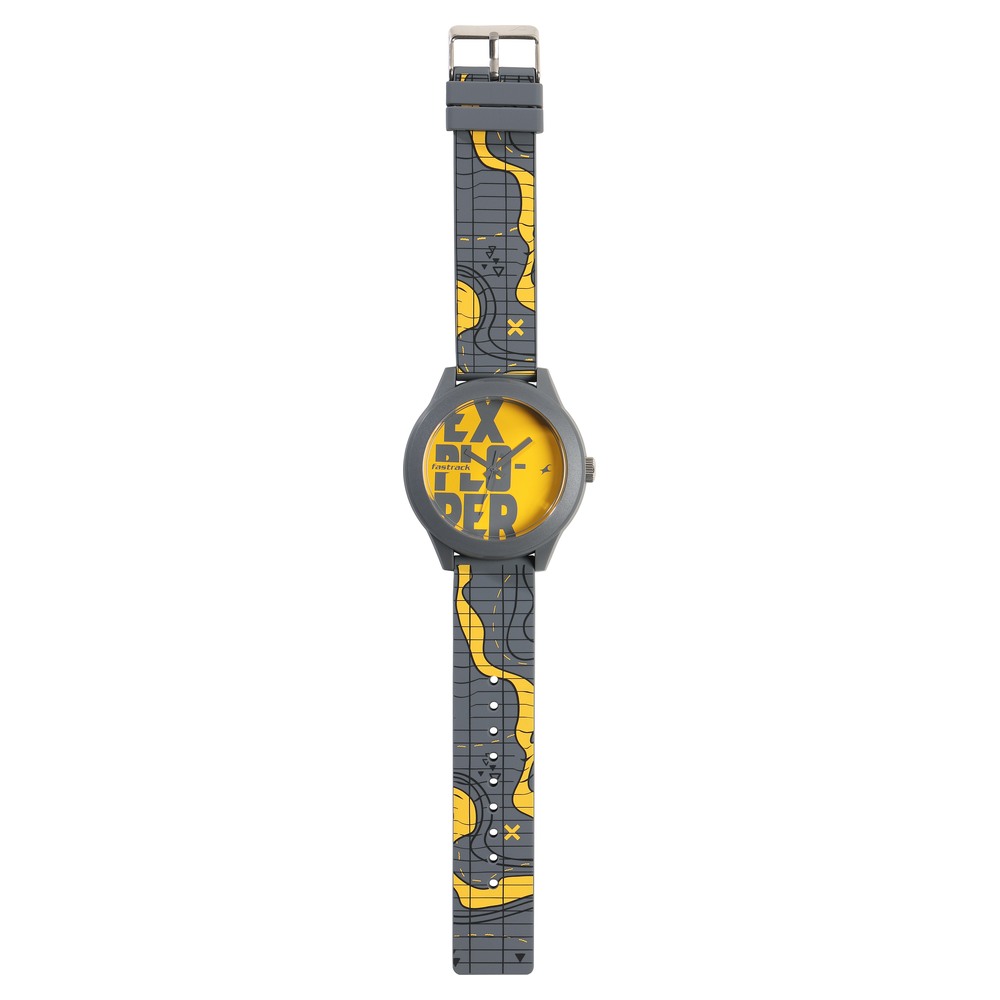 Fastrack Quartz Analog Yellow Dial Silicone Strap Watch for Unisex