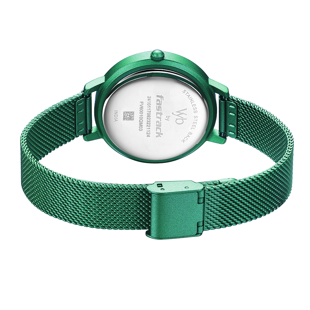 Buy Online Fastrack Vyb Aurora Quartz Analog Green Dial Stainless Steel ...