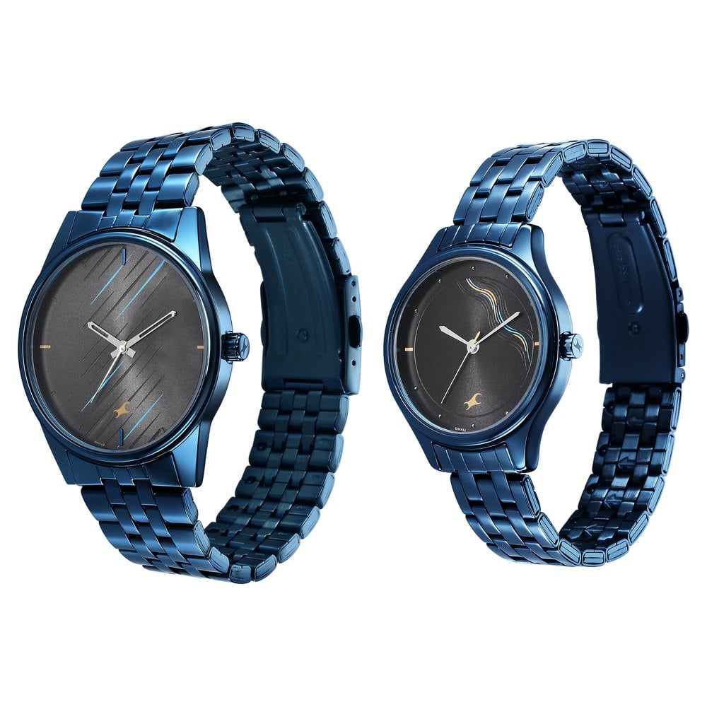 Buy Online Fastrack Mixmatched Quartz Analog Black Dial Blue Stainless ...