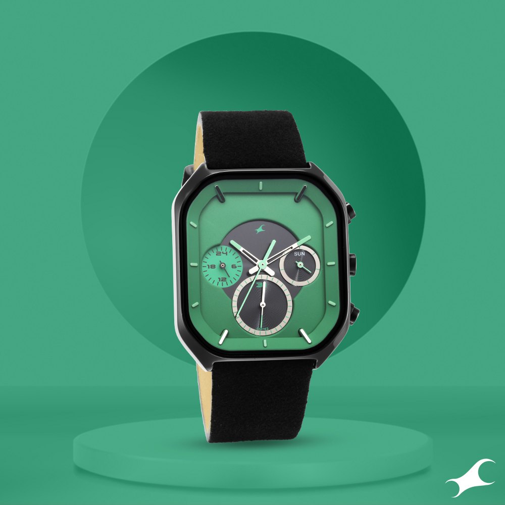 Buy Online Fastrack After Dark Quartz Analog with Day and Date Green ...
