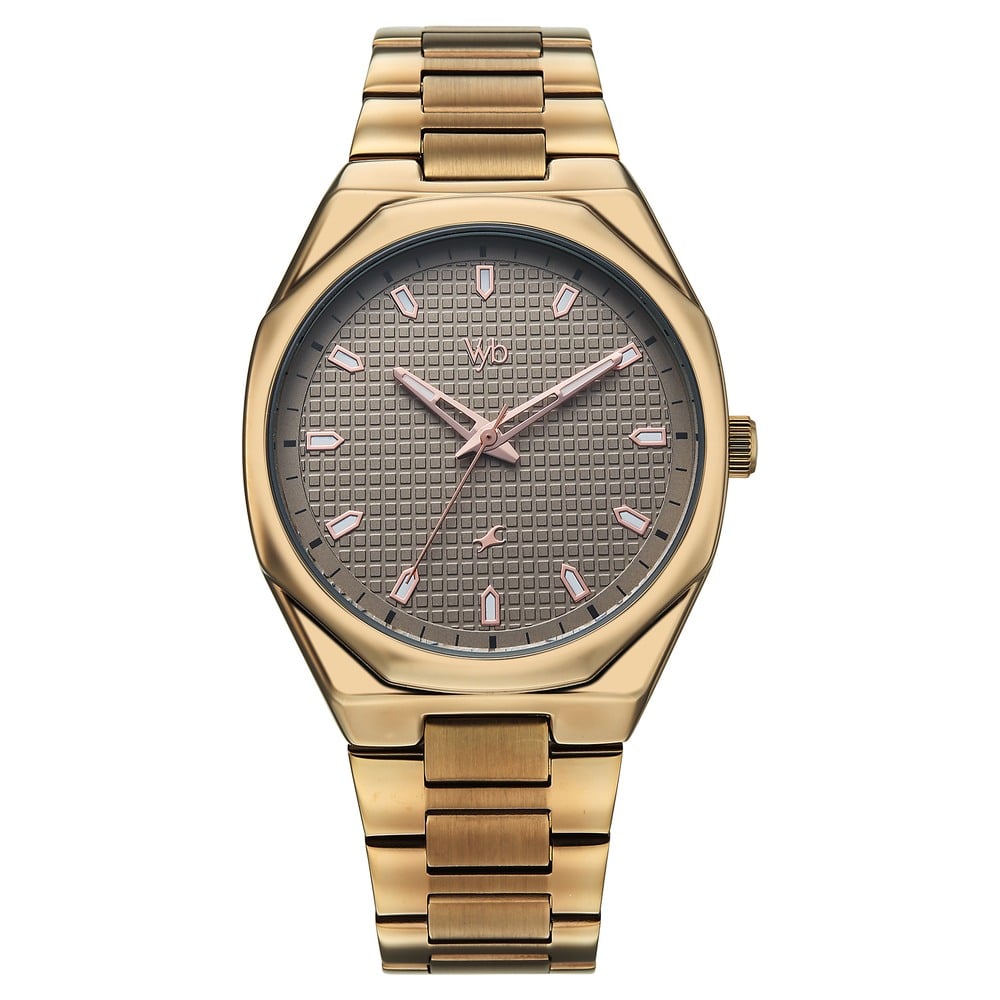 Buy Online Vyb Nimbus By Fastrack Quartz Analog Grey Dial Brown Metal ...