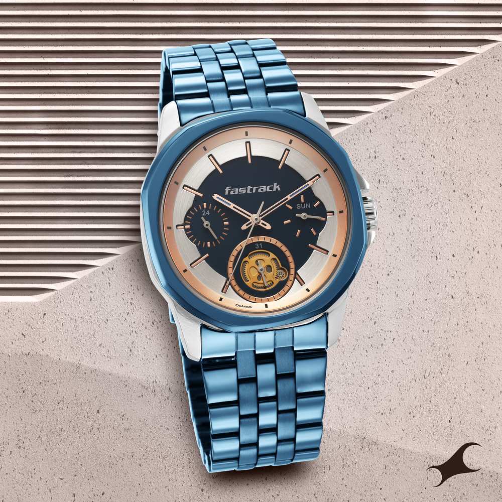 Buy Online Fastrack Exuberant Quartz Analog Blue Dial Metal Strap Watch ...