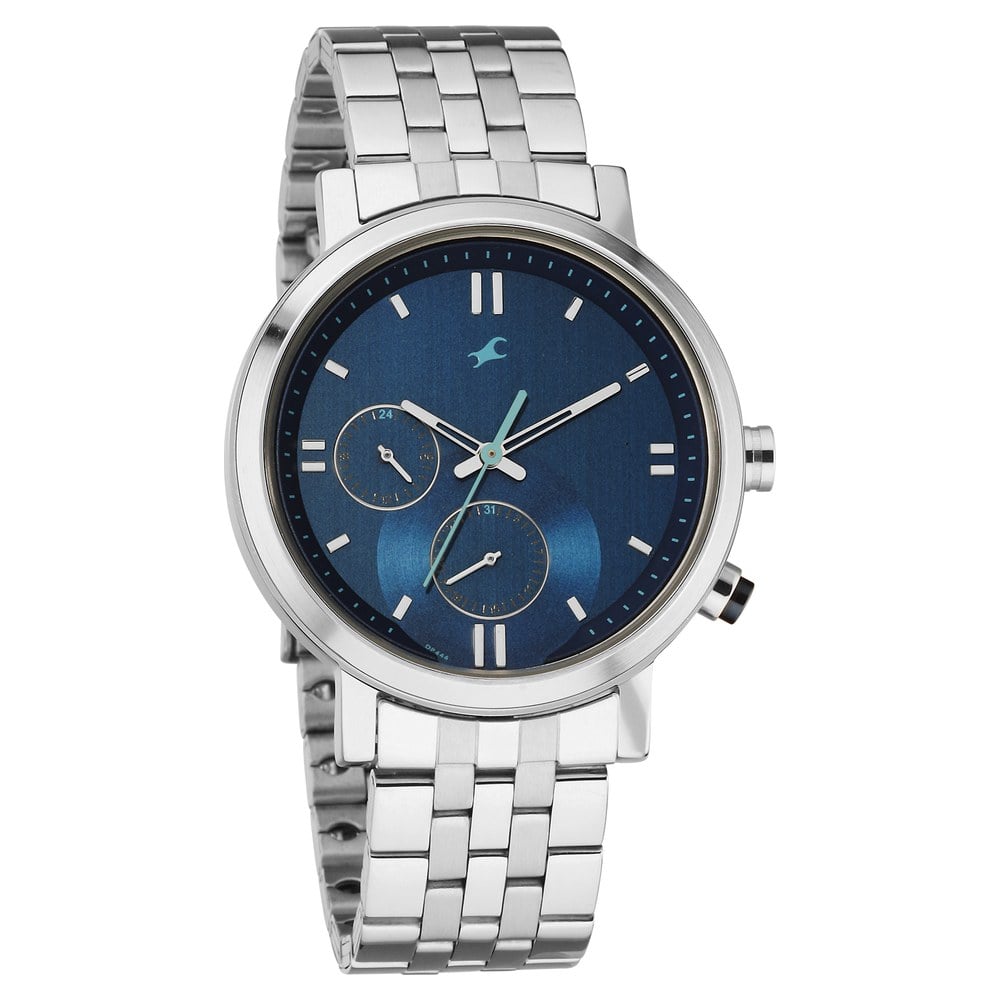 Buy Online Fastrack Tick Tock Quartz Analog Blue dial Metal Strap Watch ...