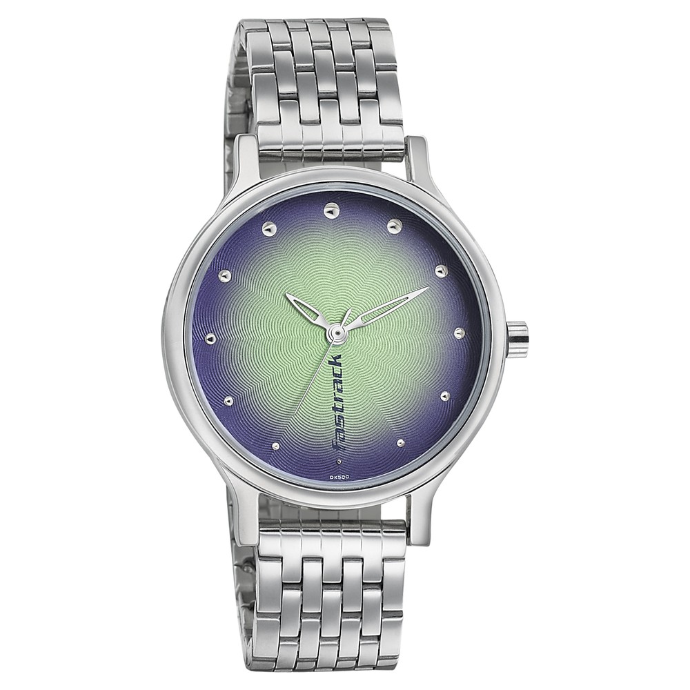 Buy Online Fastrack Sunburn Quartz Analog Green Dial Metal Strap Watch ...