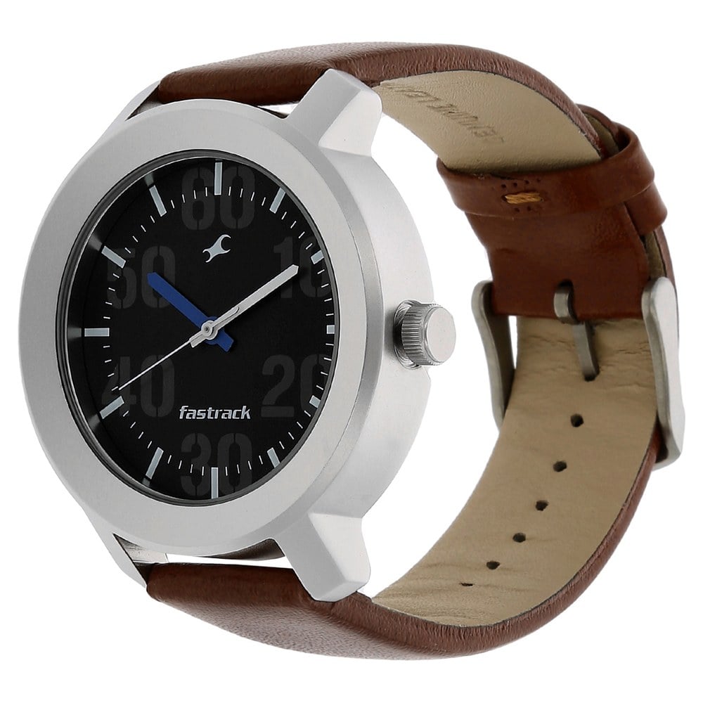 Buy Online Fastrack Quartz Analog Black Dial Leather Strap Watch for ...