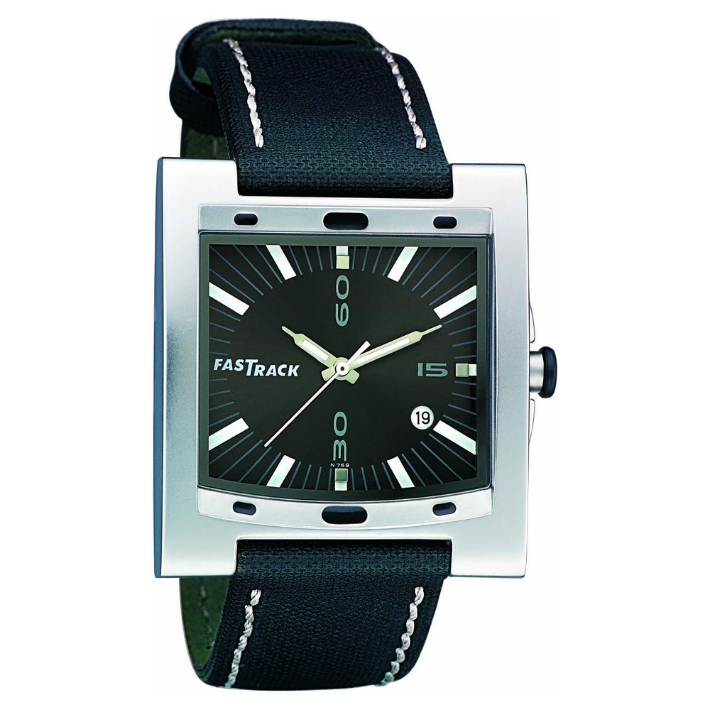 Buy Online Fastrack Quartz Analog Black Dial Leather Strap Watch for ...