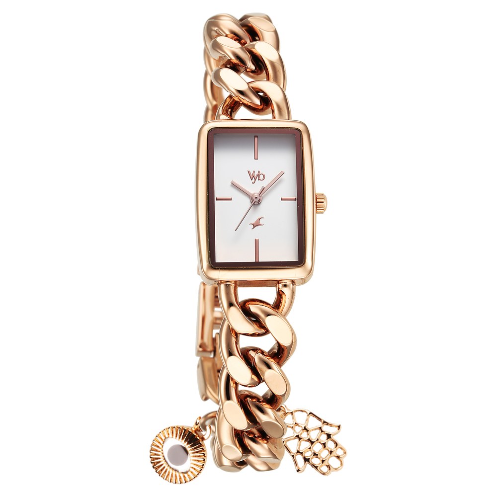Buy Online Fastrack Vyb Prodigy Quartz Analog White Dial Rose Gold ...