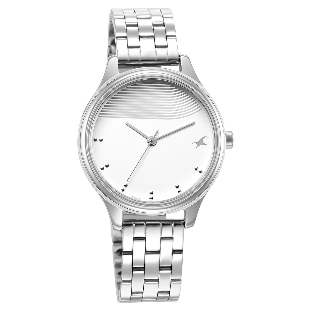Buy Online Fastrack Stunners Quartz Analog Silver Dial Metal Strap ...