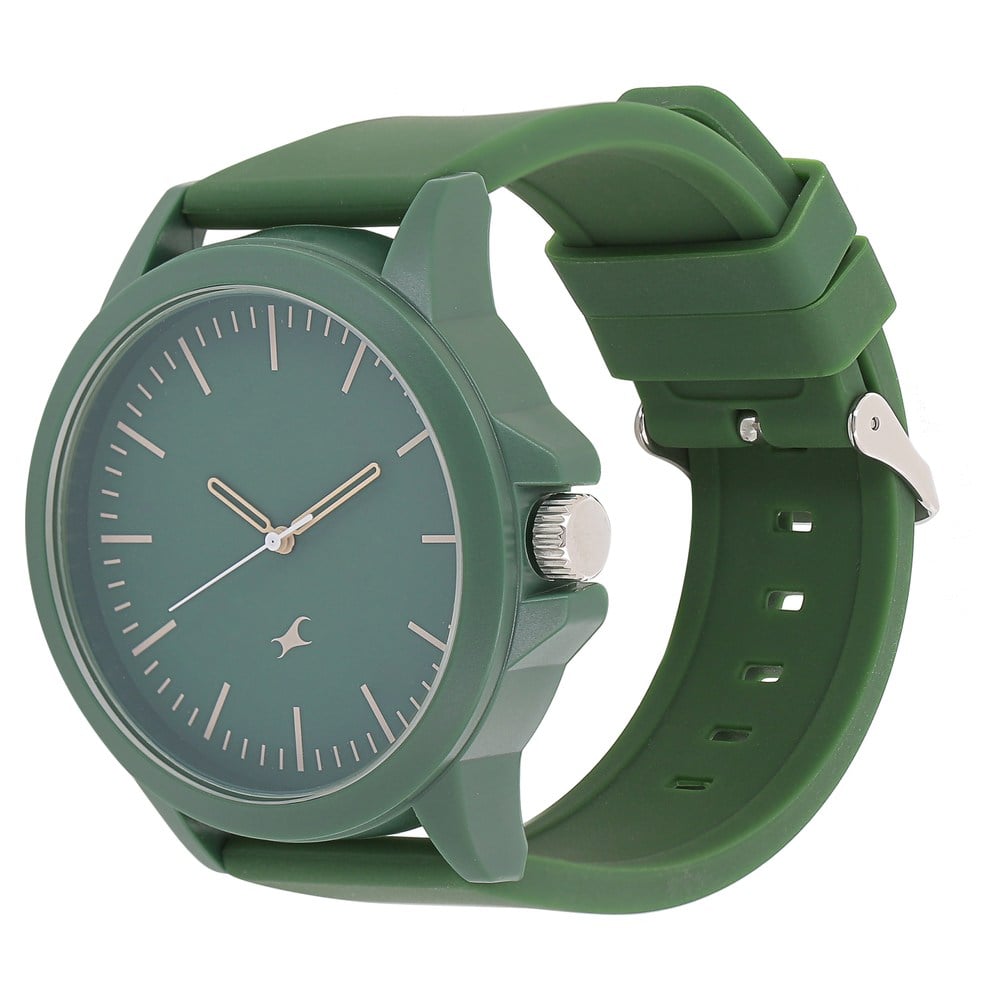 Buy Online Fastrack The Minimalists Quartz Analog Green Dial Silicone ...
