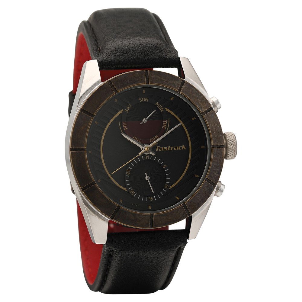 Buy Online Fastrack Quartz Analog Grey Dial Leather Strap Watch for ...