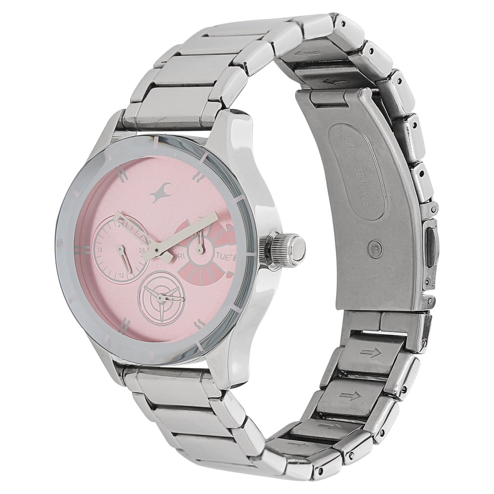 Buy Online Fastrack Quartz Multifunction Pink Dial Stainless Steel ...