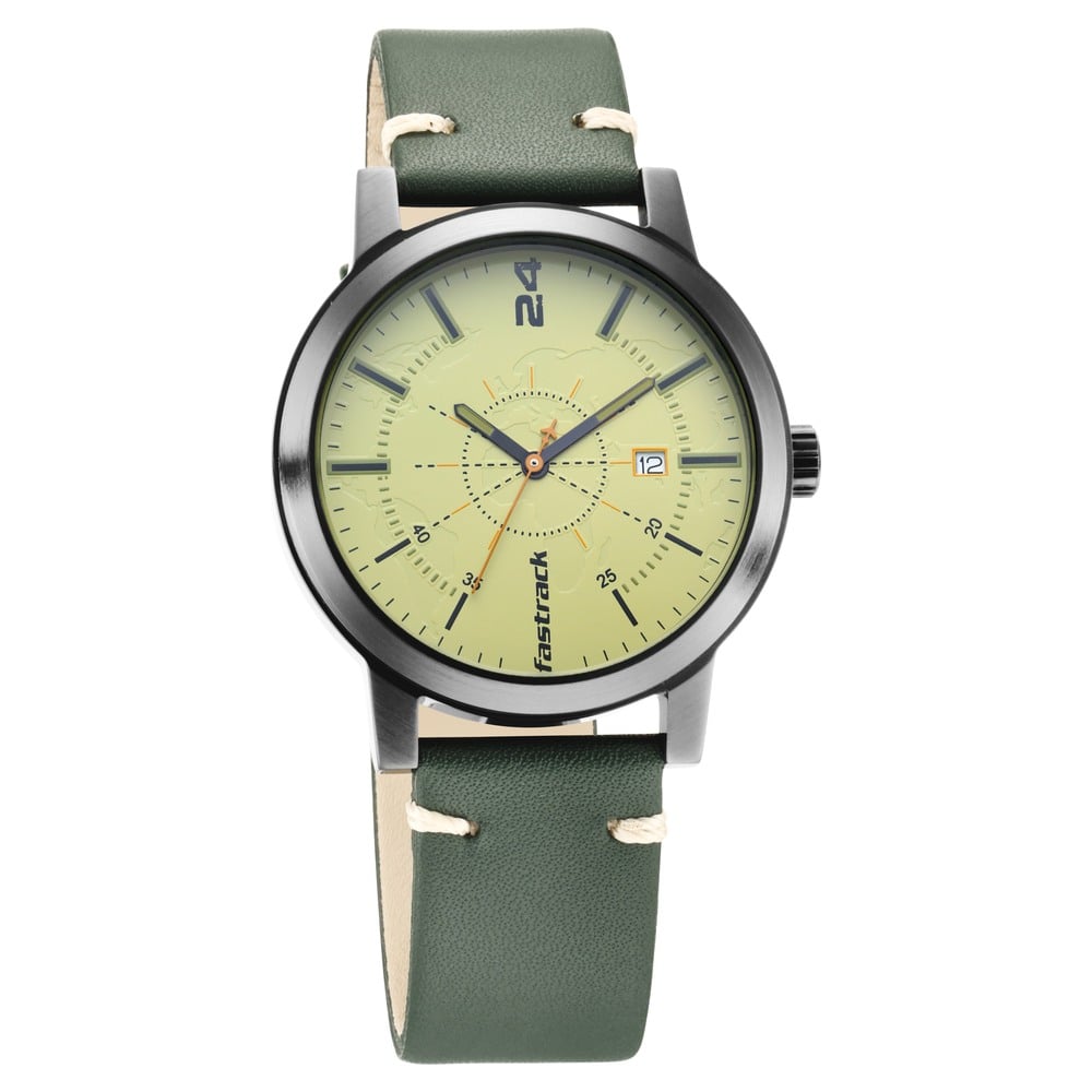 Buy Online Fastrack Tripster Quartz Analog Green Dial Leather Strap ...