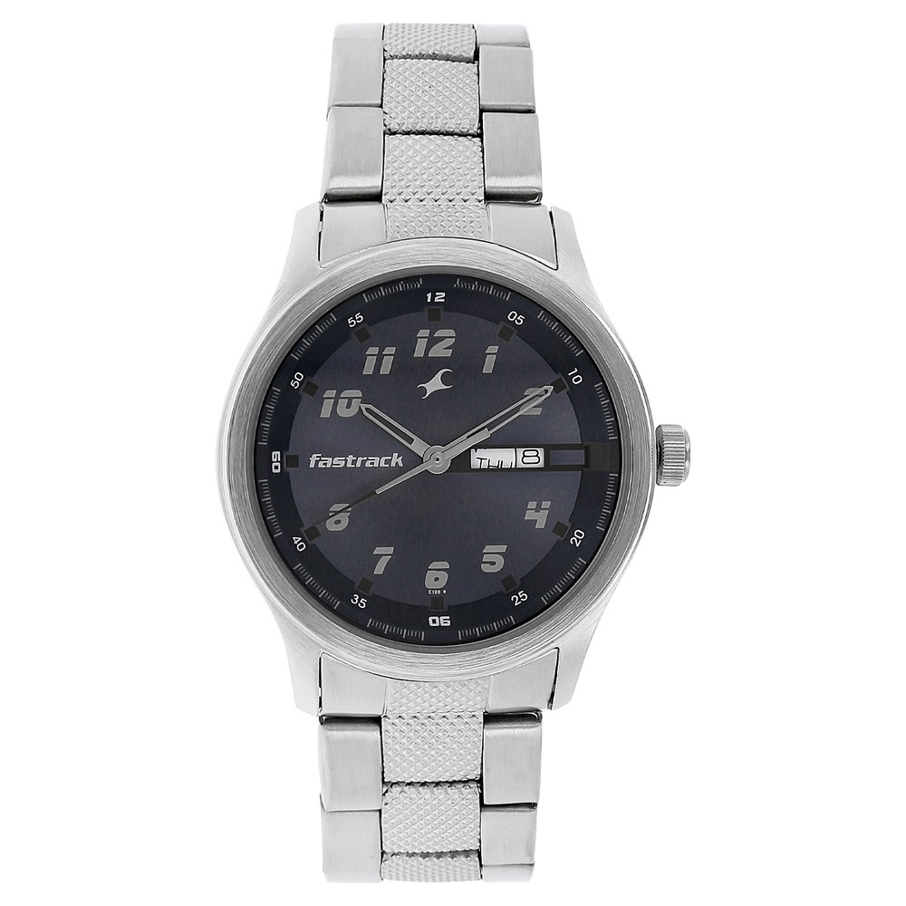 Buy Online Fastrack Quartz Analog Blue Dial Metal Strap Watch for Guys ...