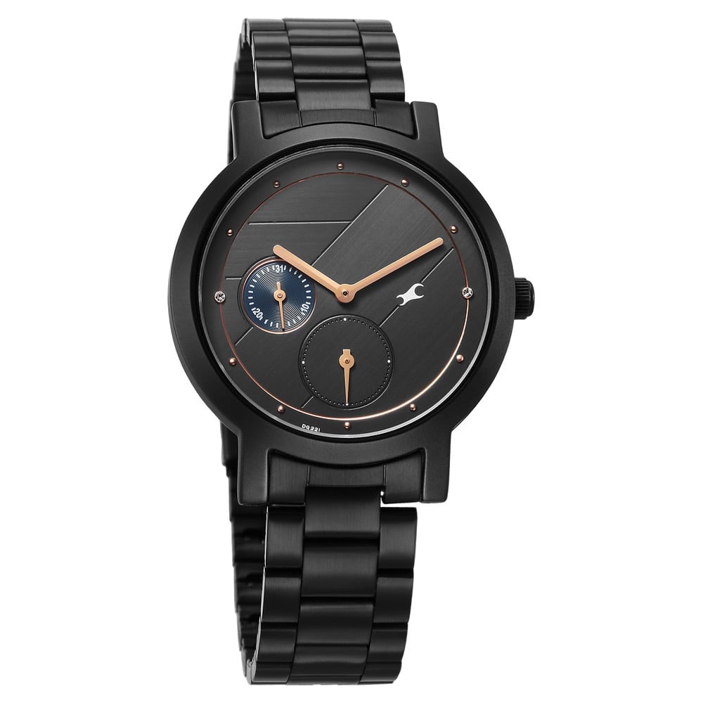 Buy Online Fastrack Tick Tock Quartz Analog Black Dial With Black ...