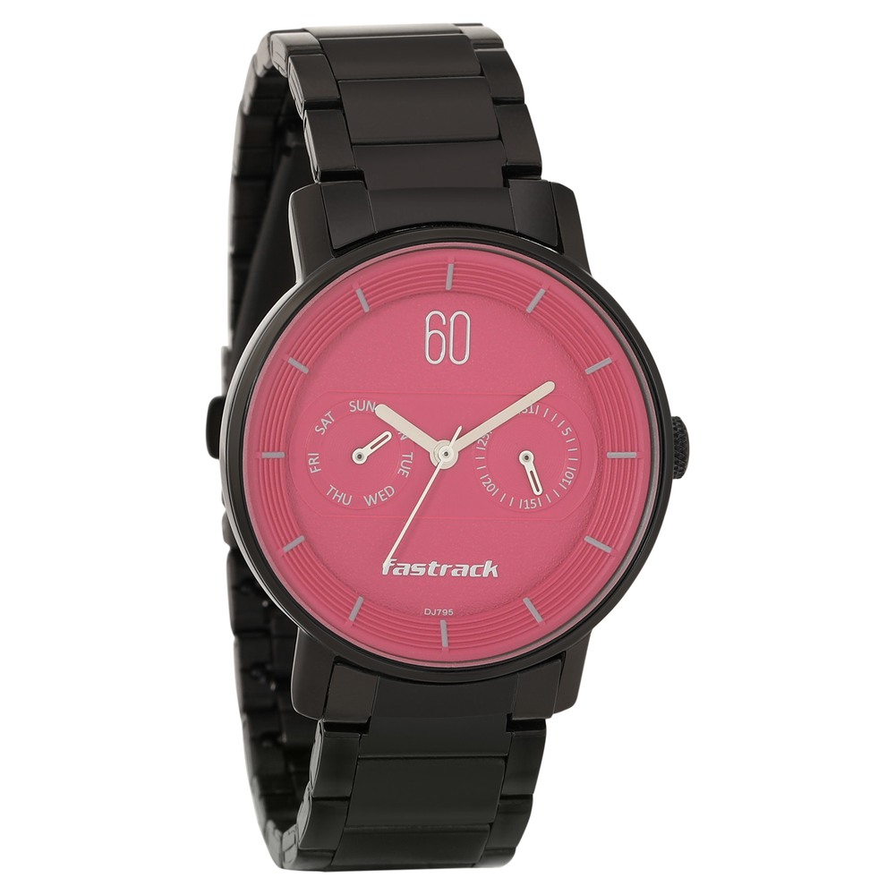Buy Online Fastrack Go Skate Quartz Analog with Day and Date Pink Dial ...