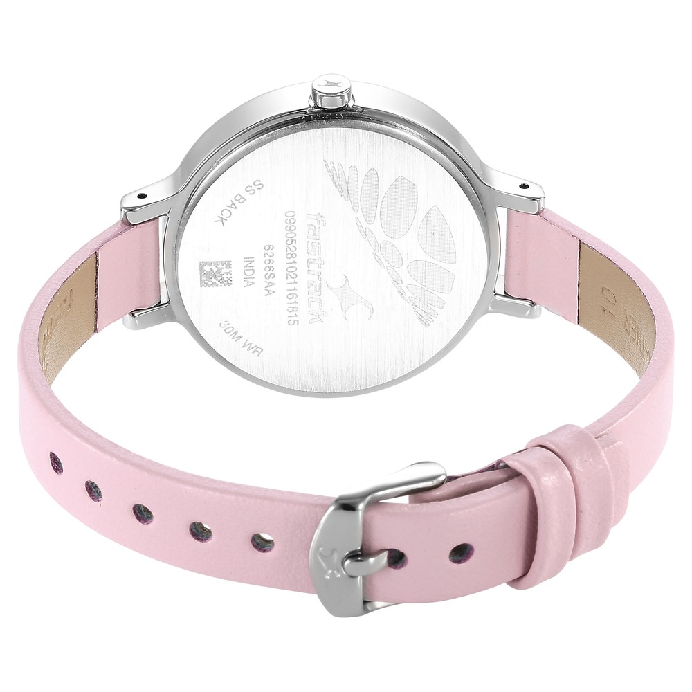 Buy Online Fastrack Stunners Quartz Analog Pink Dial Leather Strap ...