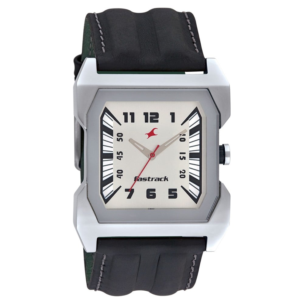 Buy Online Fastrack Quartz Analog Silver Dial Leather Strap Watch for ...