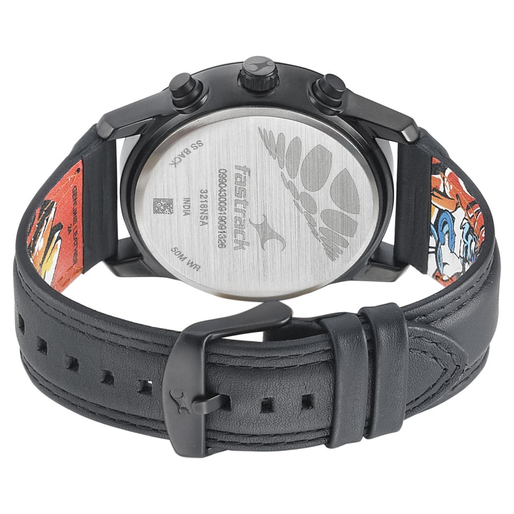 Buy Online Fastrack Go Skate Quartz Multifunction Black Dial Leather ...
