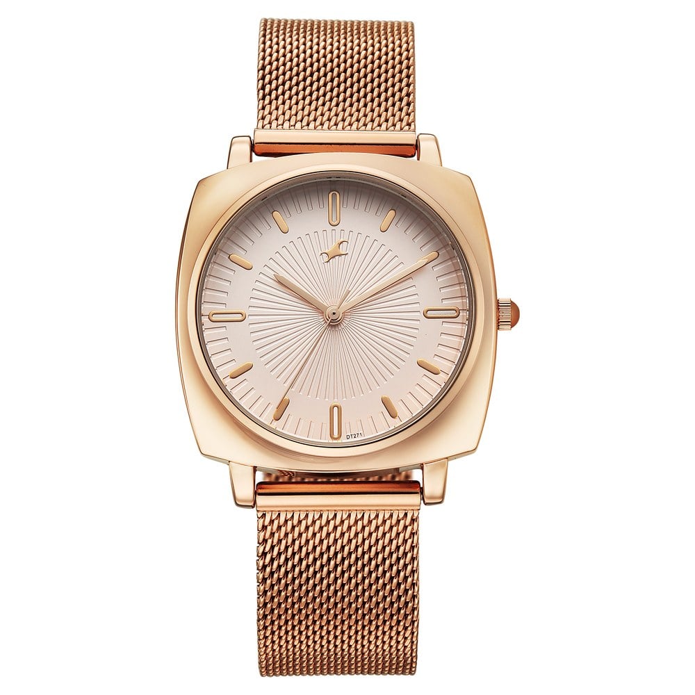 Buy Online Fastrack Stunners Quartz Analog Rose Gold Dial Rose Gold ...