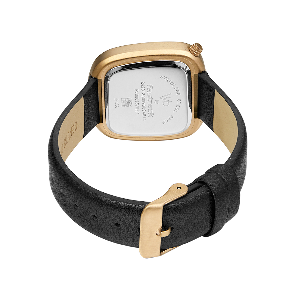 Buy Online Fastrack Vyb Prodigy Quartz Analog Black Dial Leather Strap ...