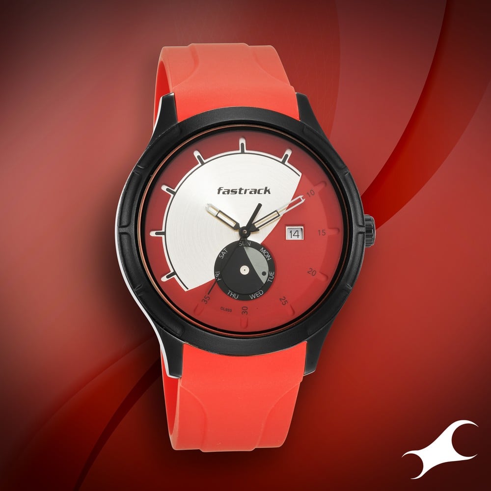 Buy Online Fastrack Urban Bounce Quartz Analog Red Dial Silicone Strap ...