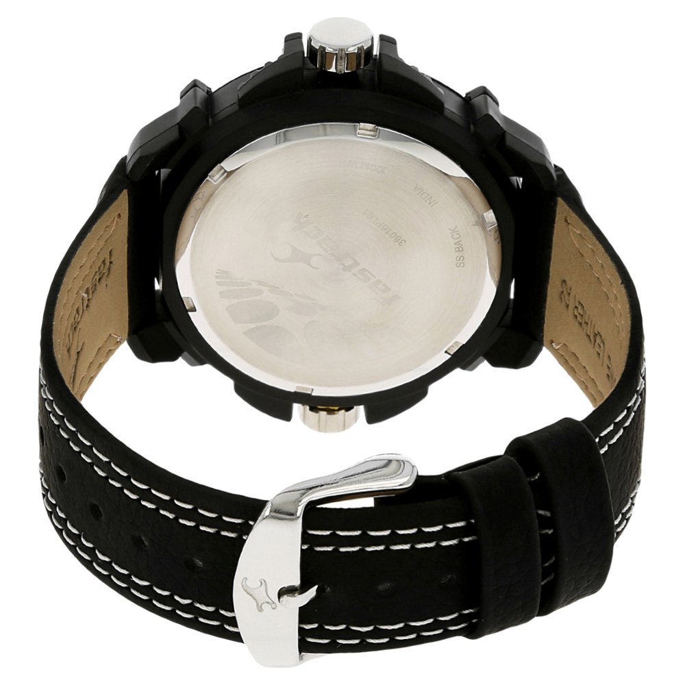 Buy Online Fastrack Quartz Chronograph Black Dial Leather Strap Watch ...