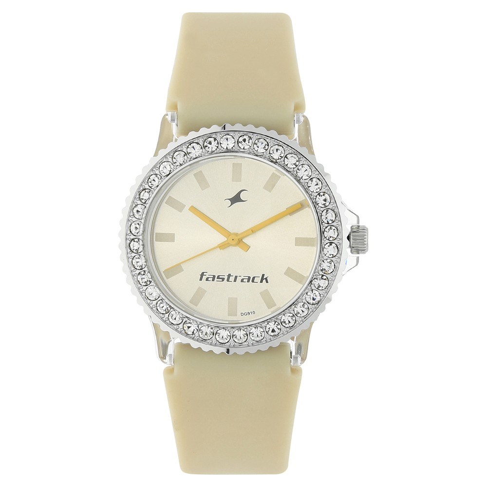 Buy Online Fastrack Quartz Analog Beige Dial Plastic Strap Watch for ...