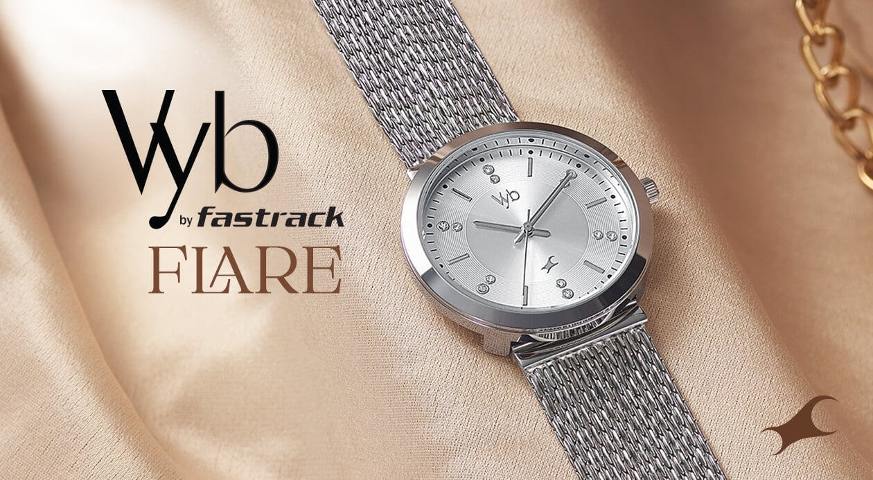 Buy Online Fastrack Vyb Flare Quartz Analog Golden Dial Metal Strap ...