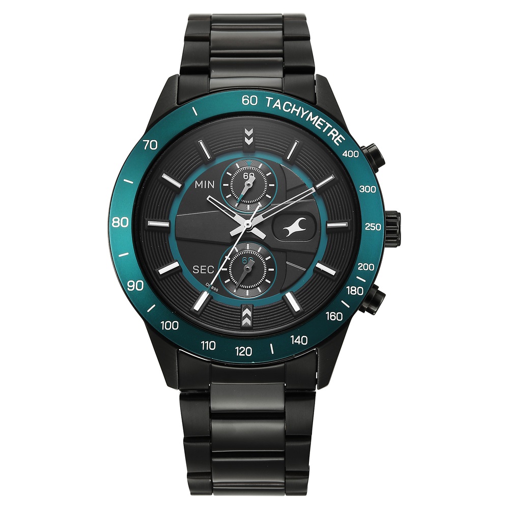 Buy Online Fastrack Overdrive Quartz Chronograph Tachymeter Black Dial ...