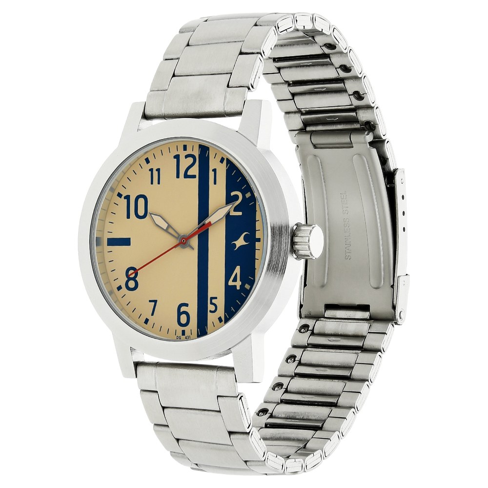 Buy Online Fastrack Bare Basics Quartz Analog Beige Dial Stainless ...